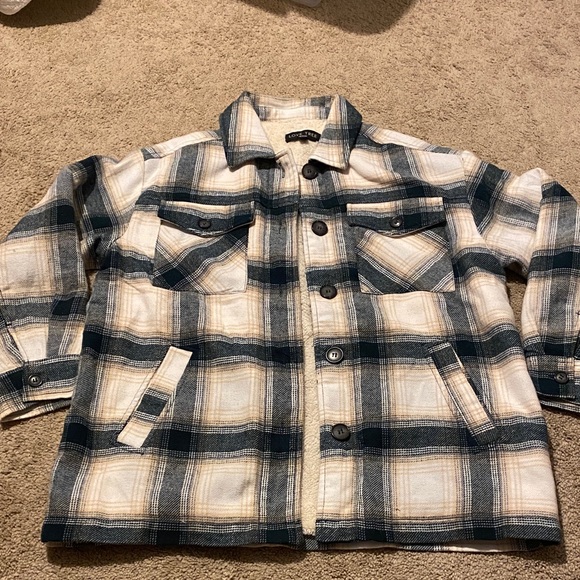 Love Tree | Jackets & Coats | Love Tree Green And Cream Plaid Teddy ...